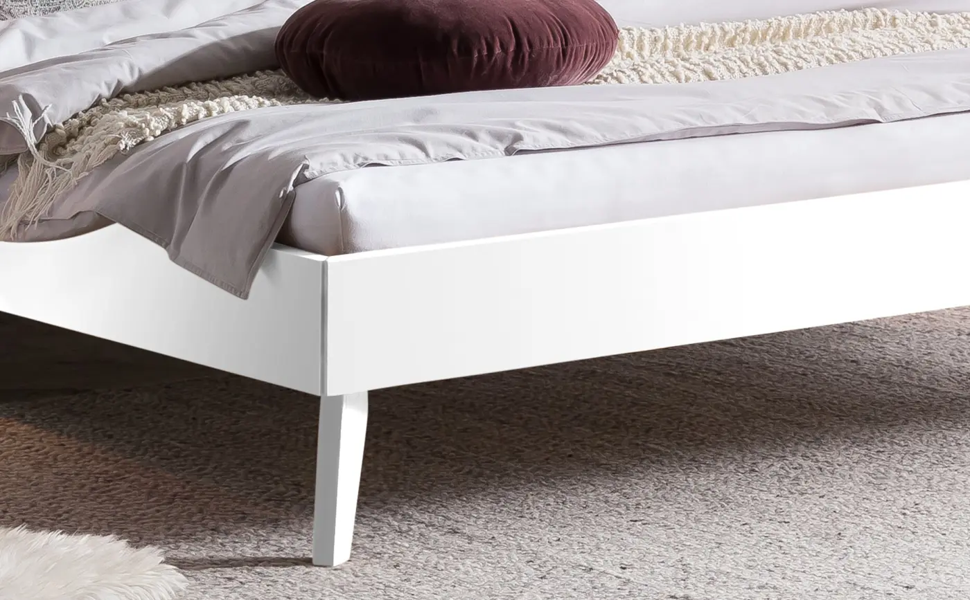 Hasena Massivholzbett SIMONE - 160x200 cm Fuss: 25 - Buche weiss deckend, lackiert | 1516.1.